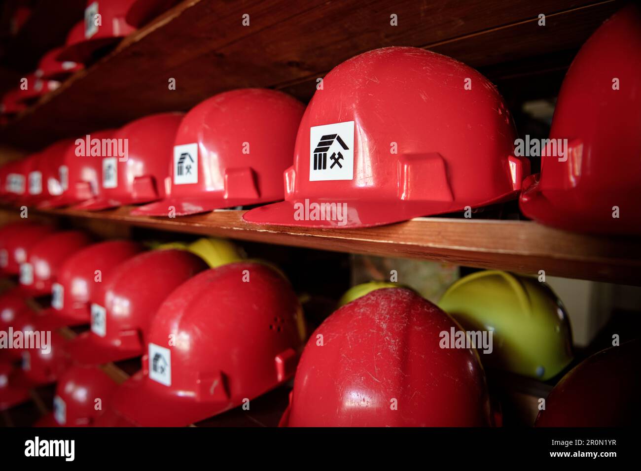Visitor helmets, Pochwerk? Laundry IV ?, Mining Museum Altenberg ...