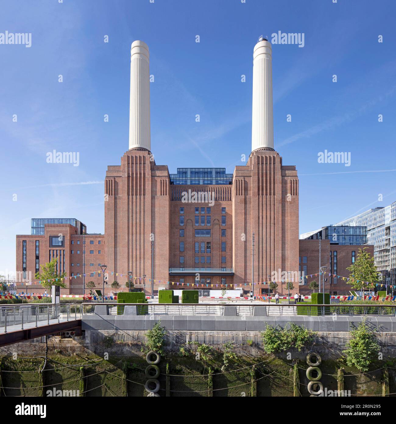 Battersea Power Station with newly landscaped public realm. Public ...
