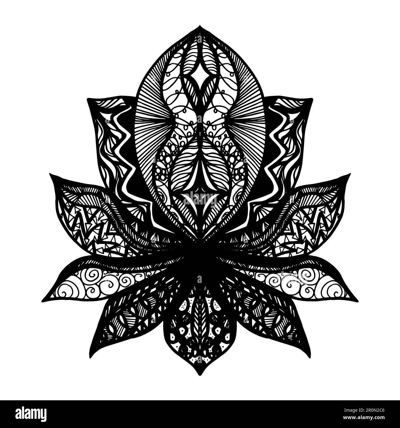 Flower Lotus. Magic symbol for print, tattoo, coloring book,fabric, t ...