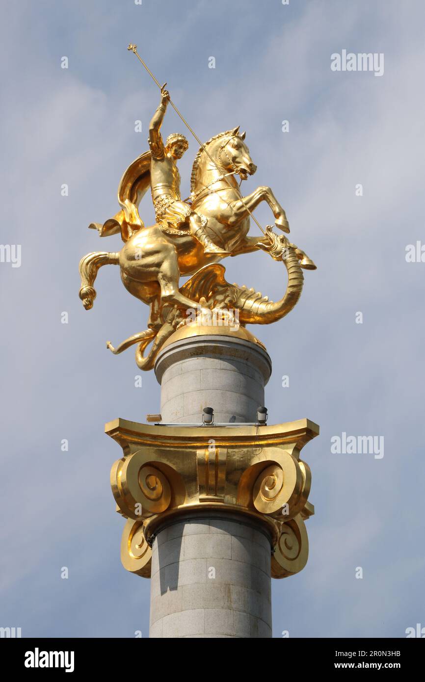 Tbilisi, Georgia monument of st. george and the dragon in Tbilisi Stock ...