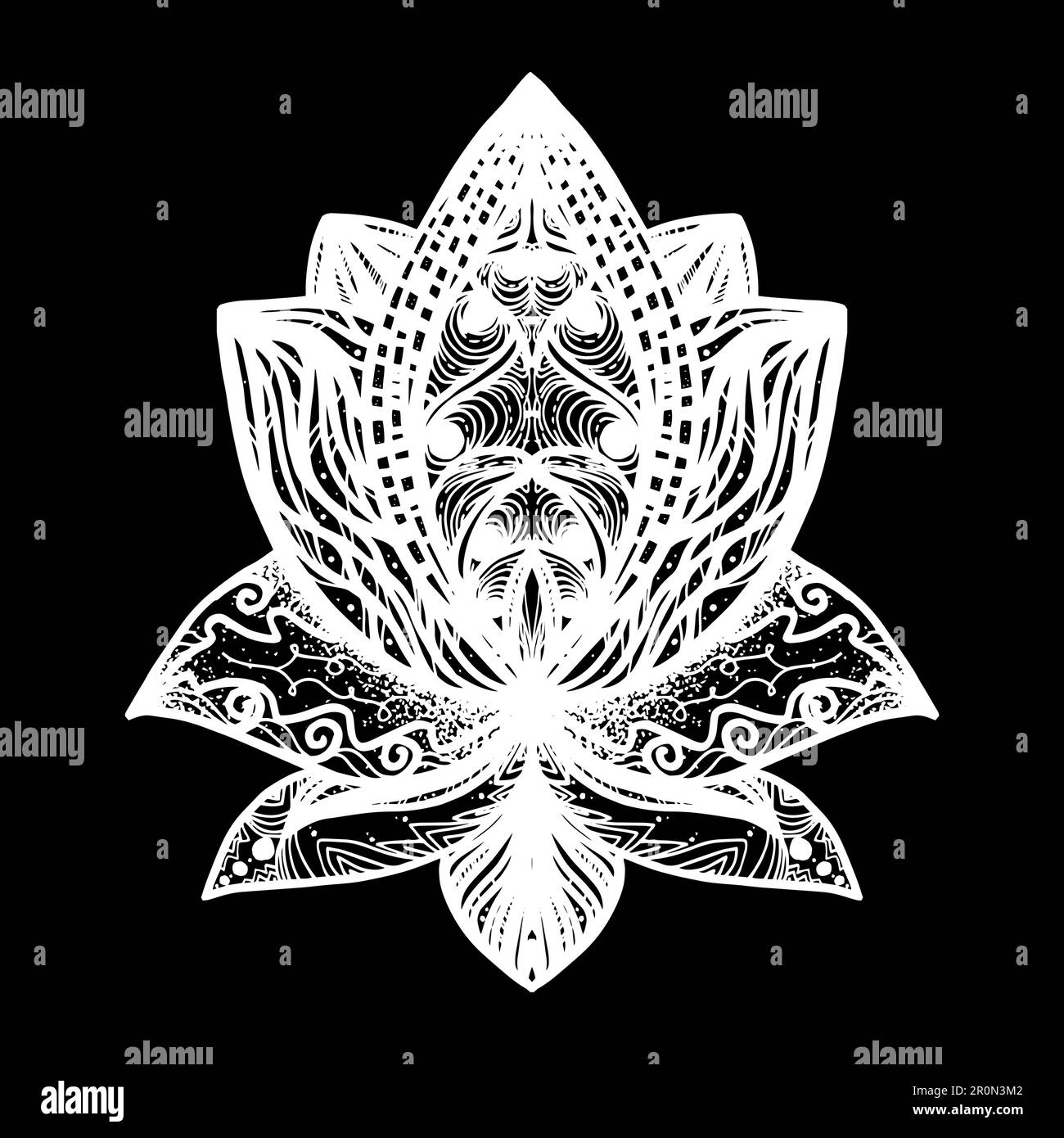 Flower Lotus. Magic symbol for print, tattoo, coloring book,fabric, t ...