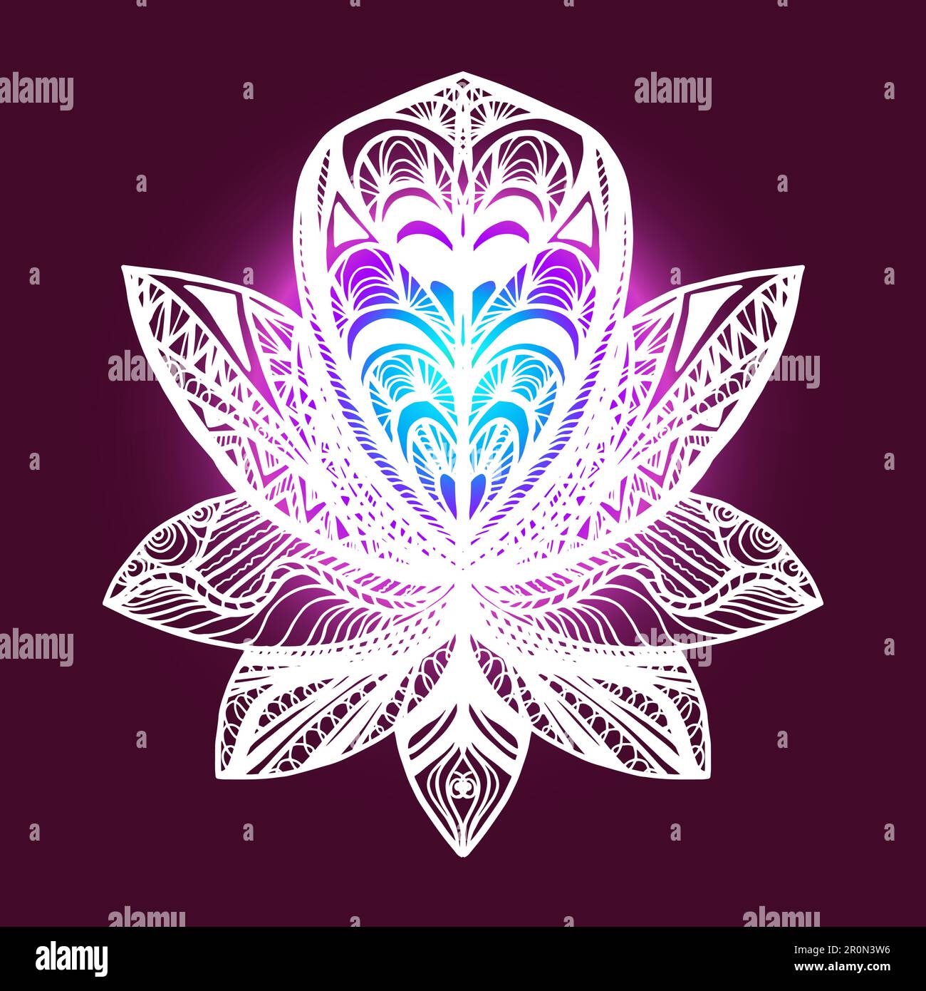 Flower Lotus. Magic symbol for print, tattoo, coloring book,fabric, t ...