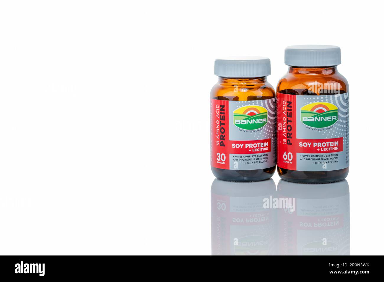 CHONBURI, THAILAND-SEPTEMBER 23, 2022: Banner dietary supplement soy ...