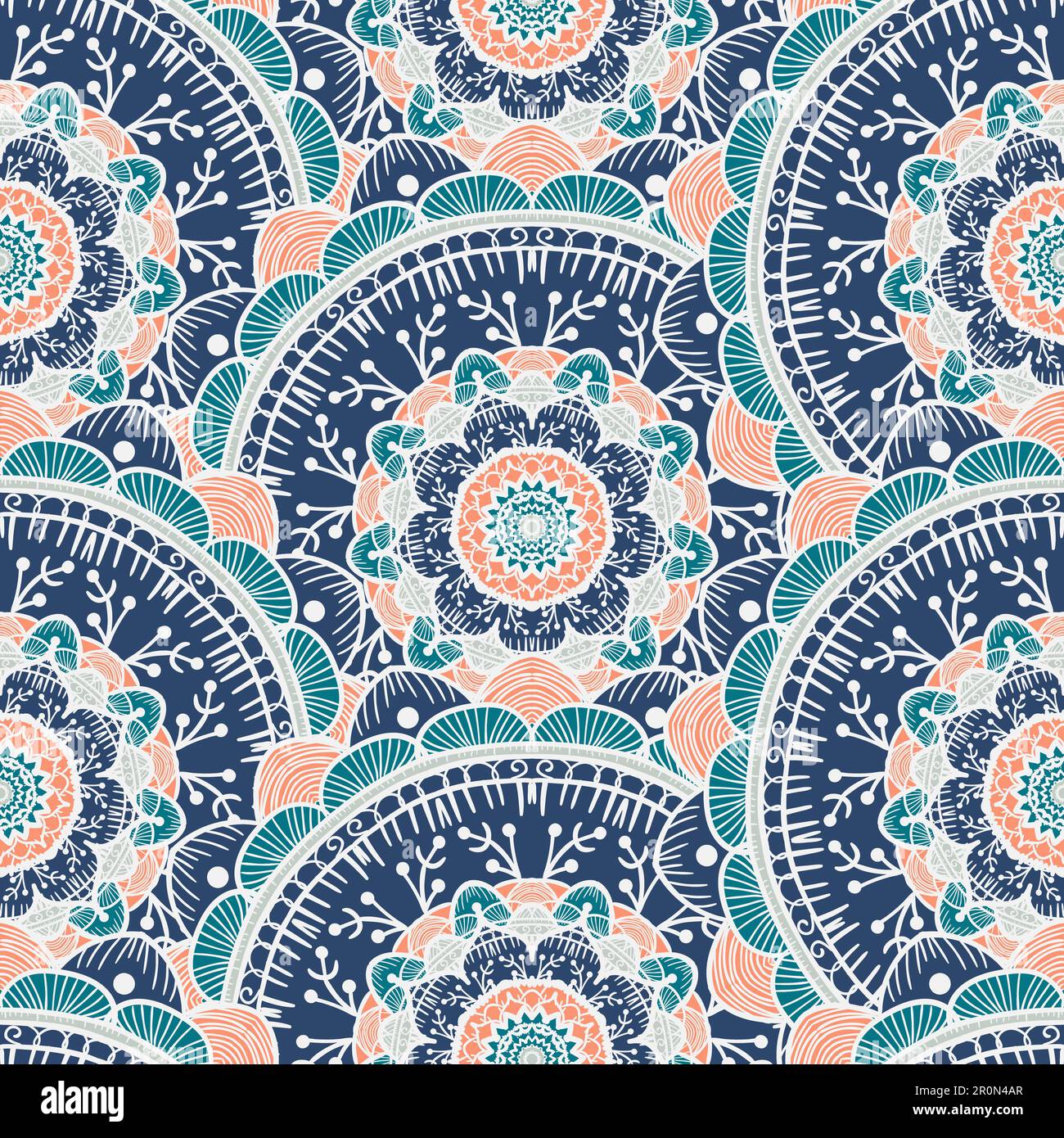 Hand drawn Mandala Seamless Pattern. Arabic, indian, turkish and ...