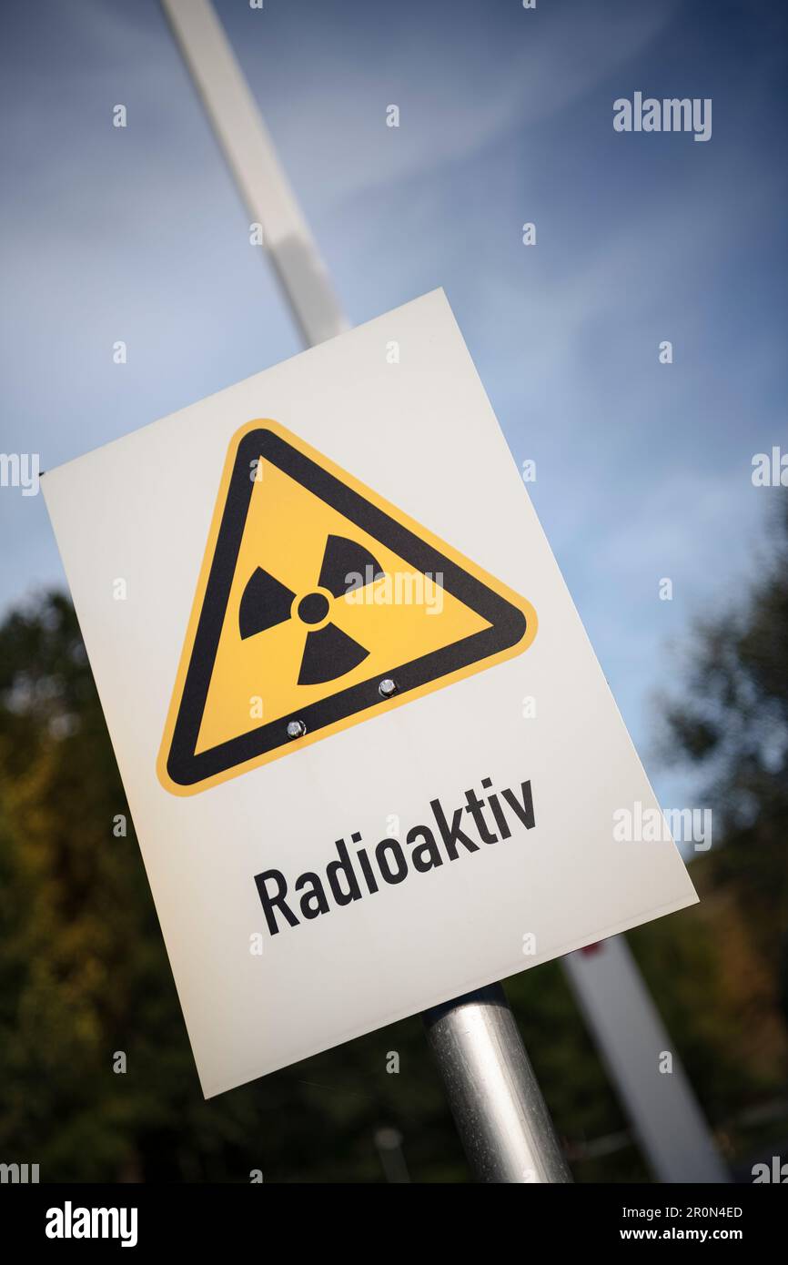 Warning sign Radioactive, UNESCO World Heritage Montanregion Erzgebirge ...