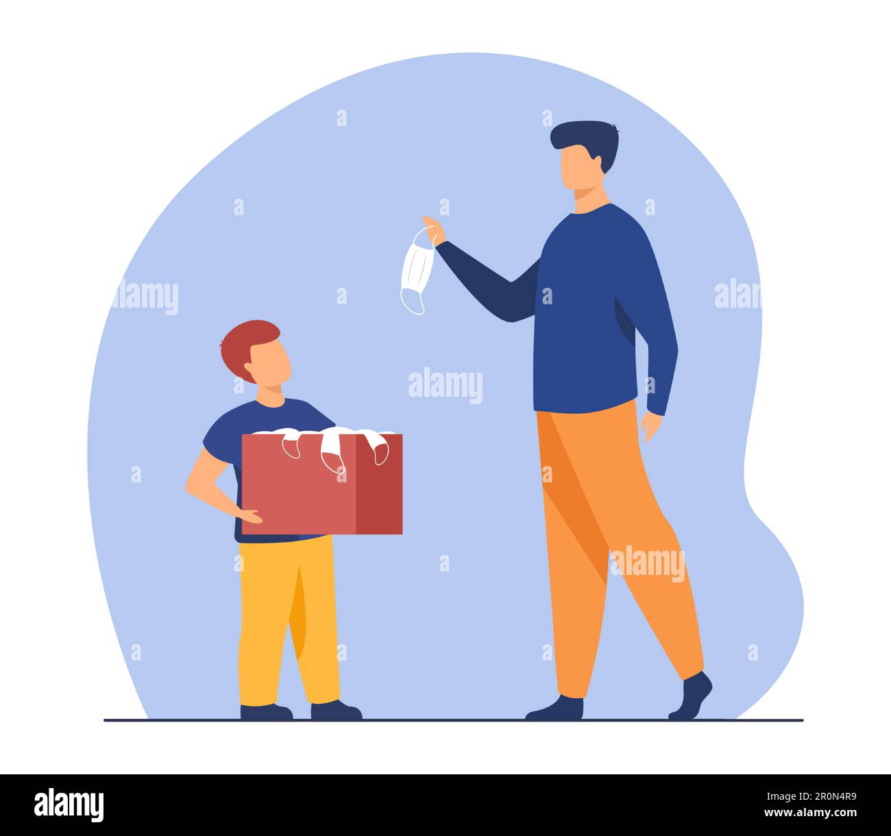 Man and boy putting facial masks into box Stock Vector Image & Art - Alamy