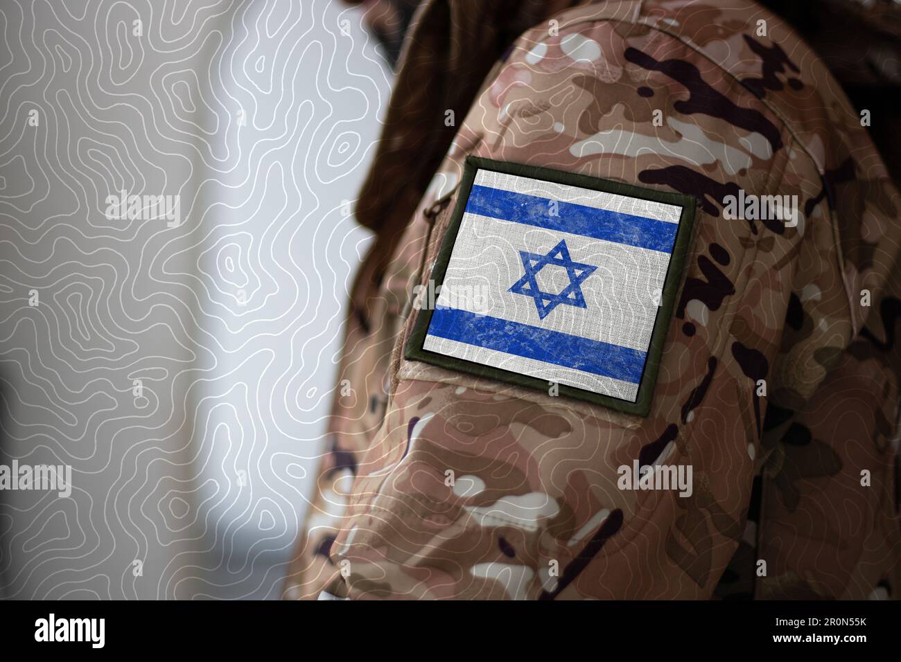 Israel Soldier. Soldier with flag Israel, Israel flag on a military ...