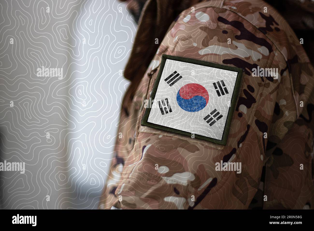 South Korea Soldier. Soldier with flag South Korea, South Korea flag on ...