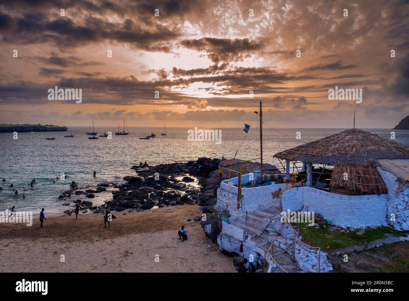 Cape Verde, Santiago Island, Beach, Tarrafal, sunset Stock Photo - Alamy