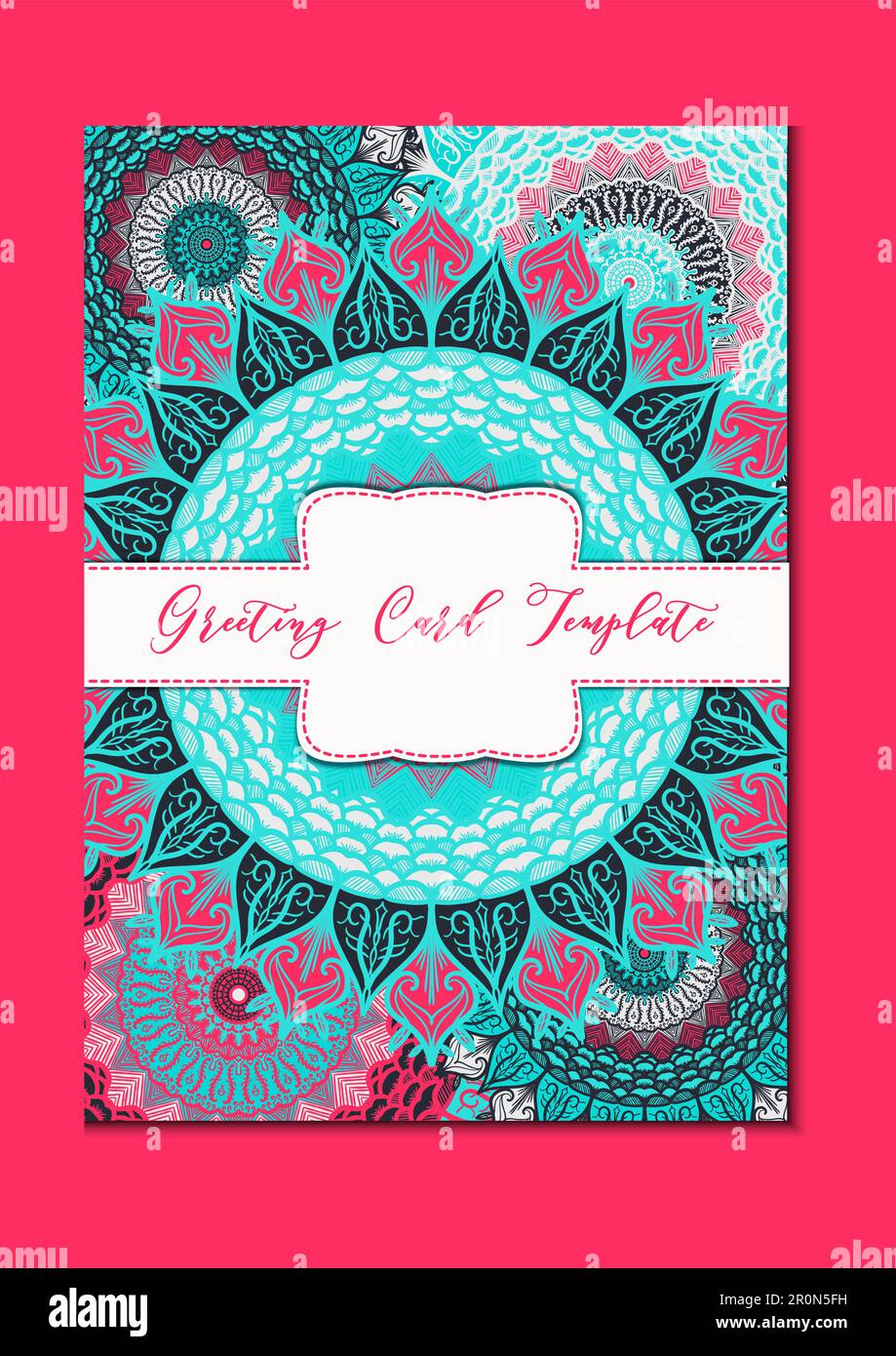 Mandala vintage template card in arabic and indian, islam and ottoman ...