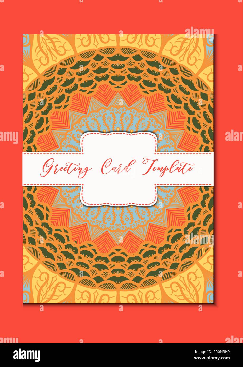 Mandala vintage template card in arabic and indian, islam and ottoman ...