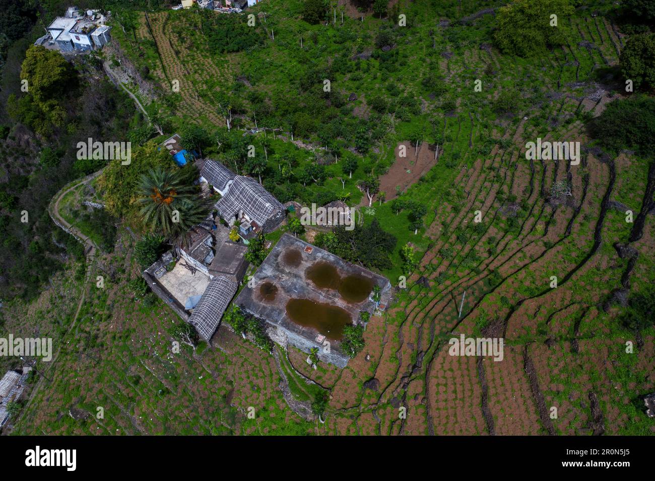 Cape Verde, San Antao Island, aireal shot, farm, agriculture Stock ...