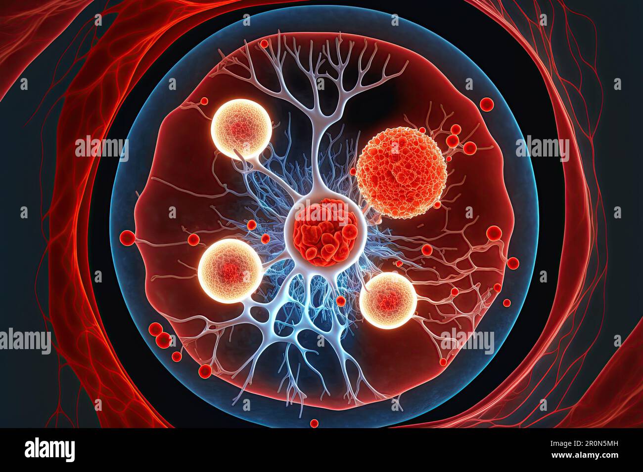 A diagram depicting a fantasy internal makeup of a cell or microbe is ...
