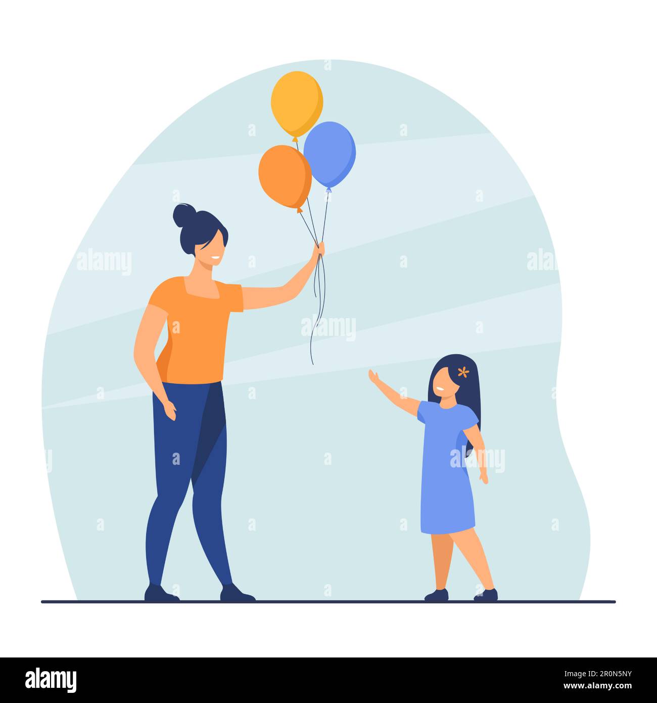 Mom giving balloons to happy daughter Stock Vector Image & Art - Alamy