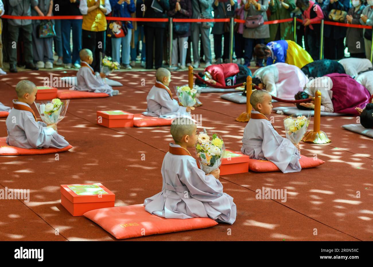 South Korean child monks attend an event to celebrate the upcoming ...