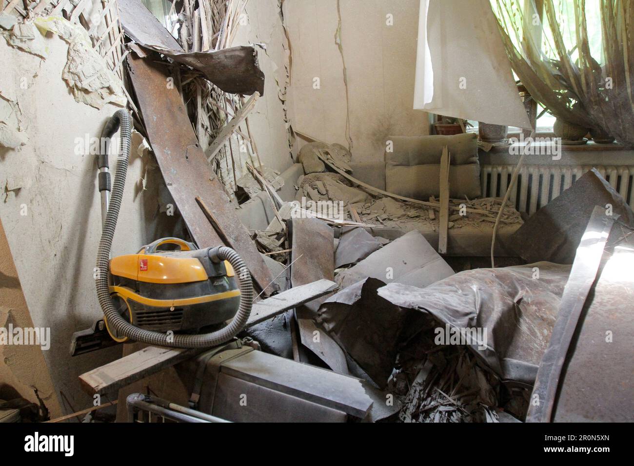 DNIPRO, UKRAINE - MAY 9, 2023 - The interior of an apartment affected ...