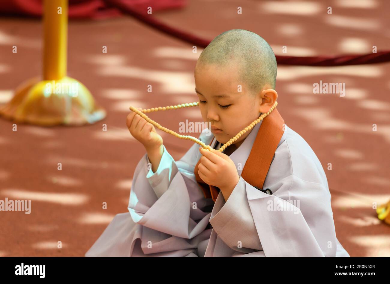A South Korean child monk attends an event to celebrate the upcoming ...
