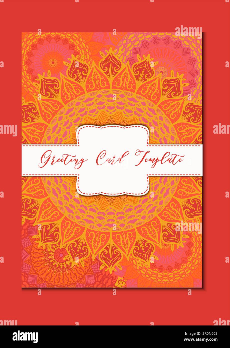 Mandala vintage template card in arabic and indian, islam and ottoman ...