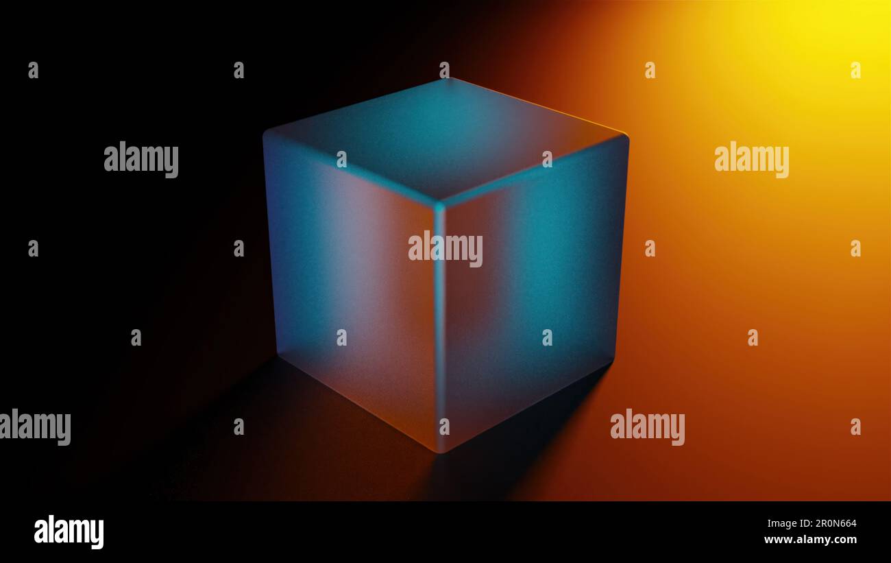 Orange and blue cube. Computer generated 3d render Stock Photo - Alamy