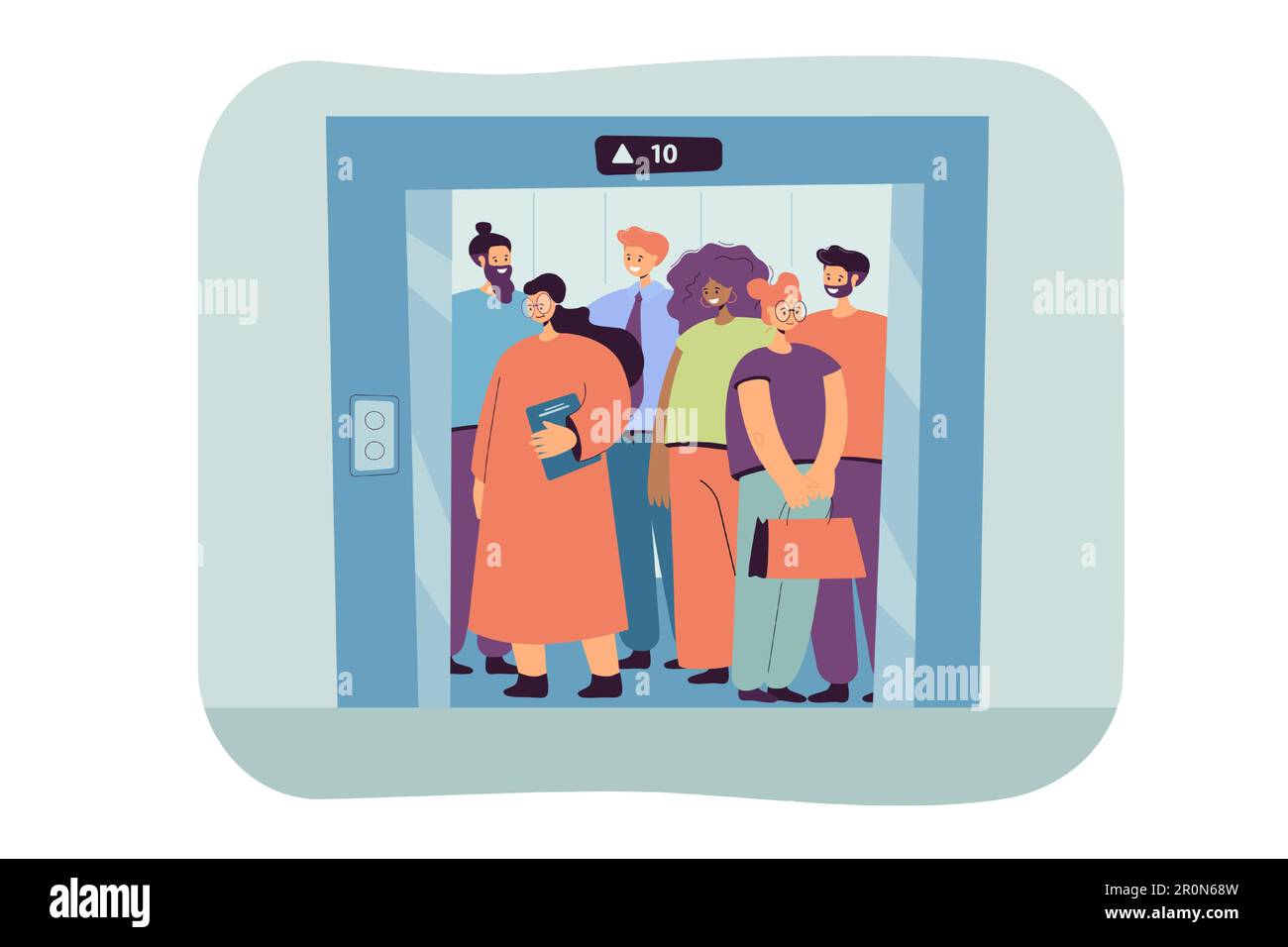 Group of people standing in elevator Stock Vector Image & Art - Alamy