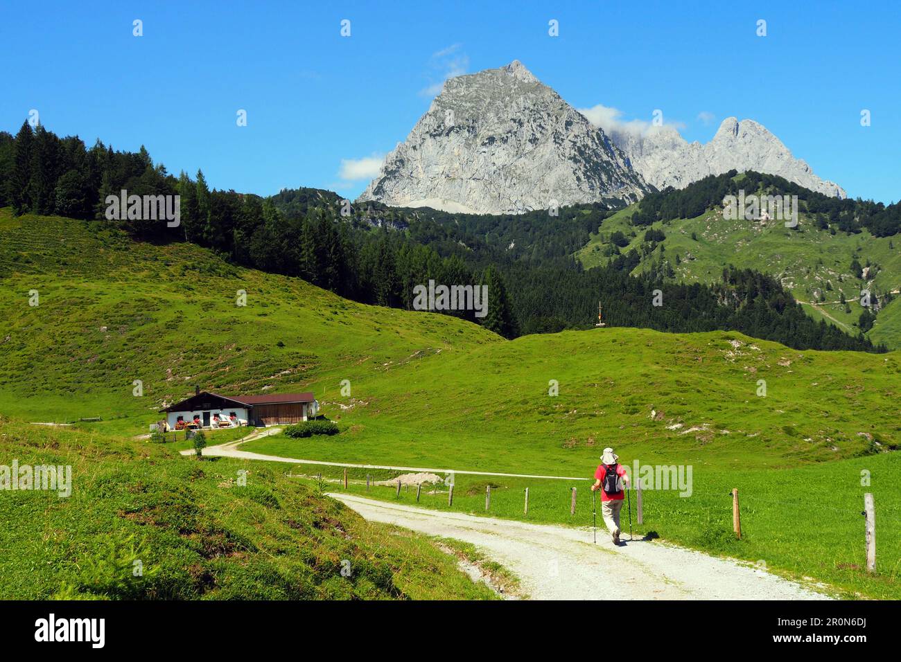 Hiking under the eastern Wilden Kaiser over Kirchdorf, Tirol, Austria ...