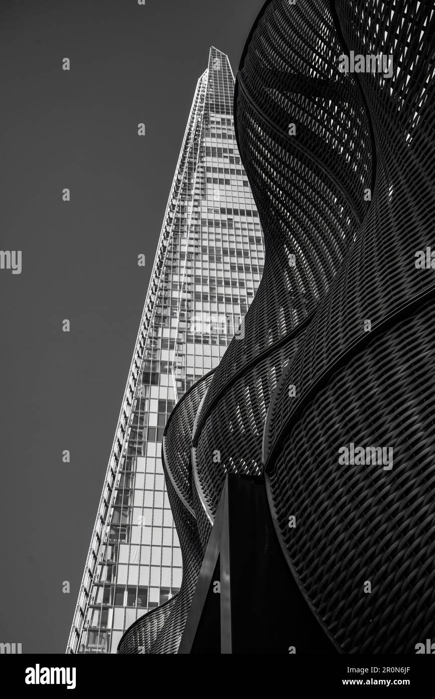 The Shard London with interesting wavy building black and white Stock Photo - Alamy