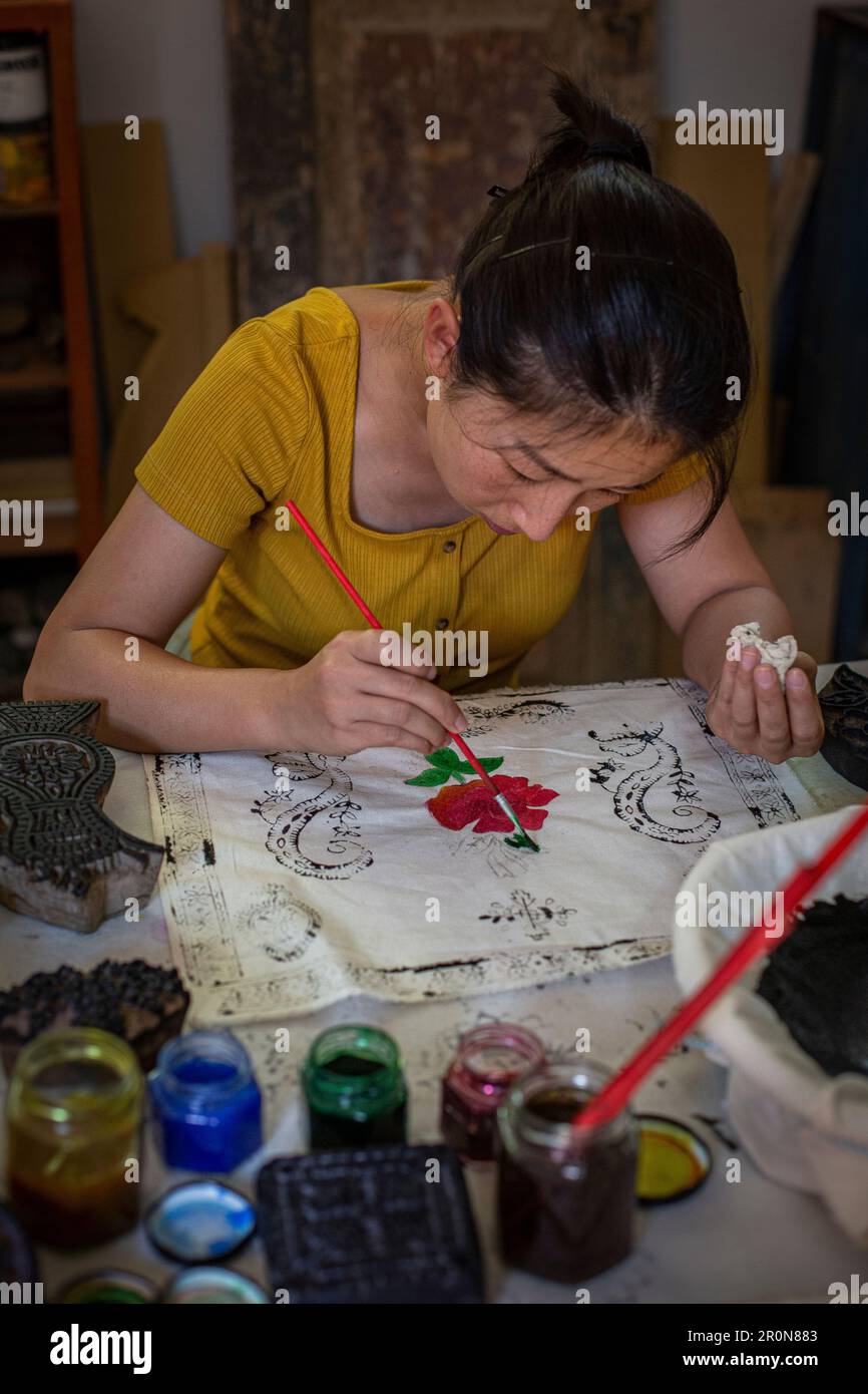 Towel print in Kashgar, China, Asia Stock Photo - Alamy