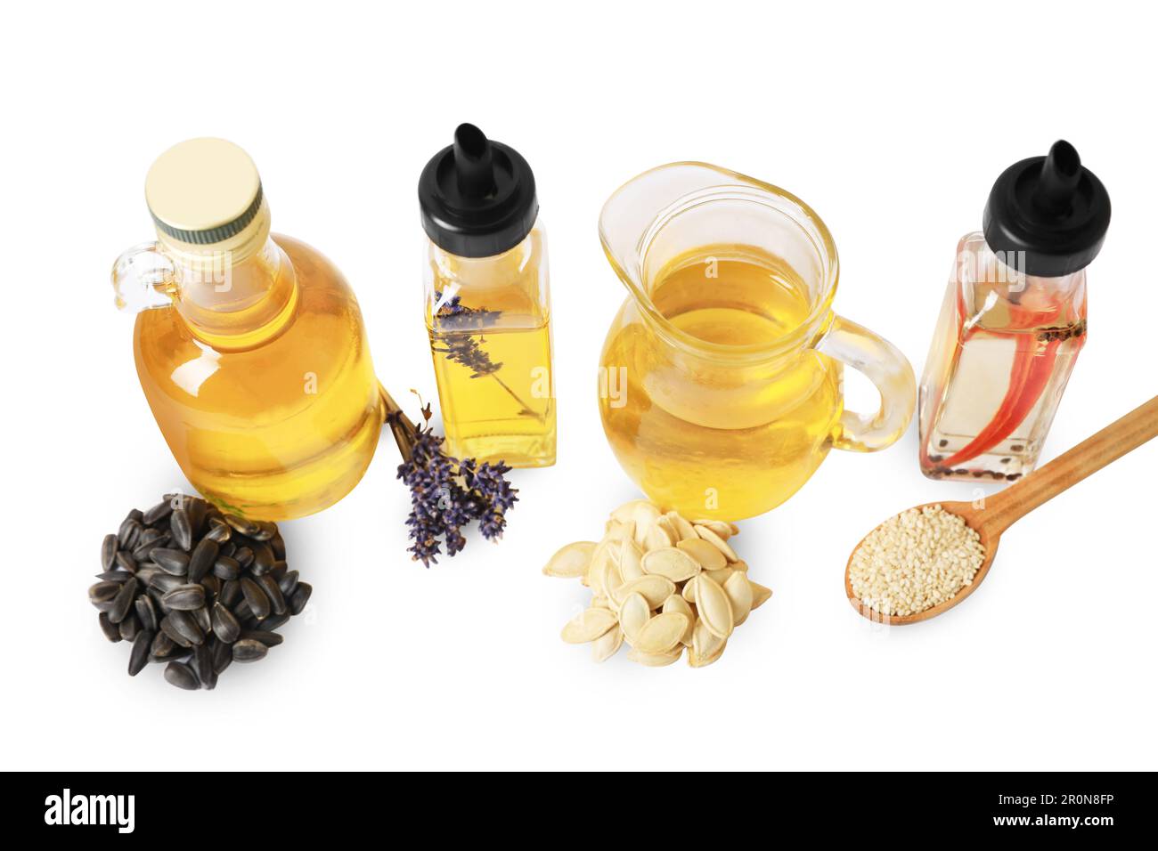 Different cooking oils and ingredients on white background Stock Photo ...