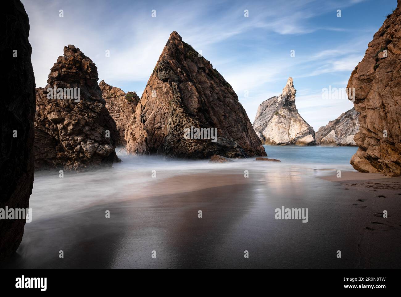 Rocks on the beach of Praia da Ursa, Colares, Sintra, Portugal Stock ...