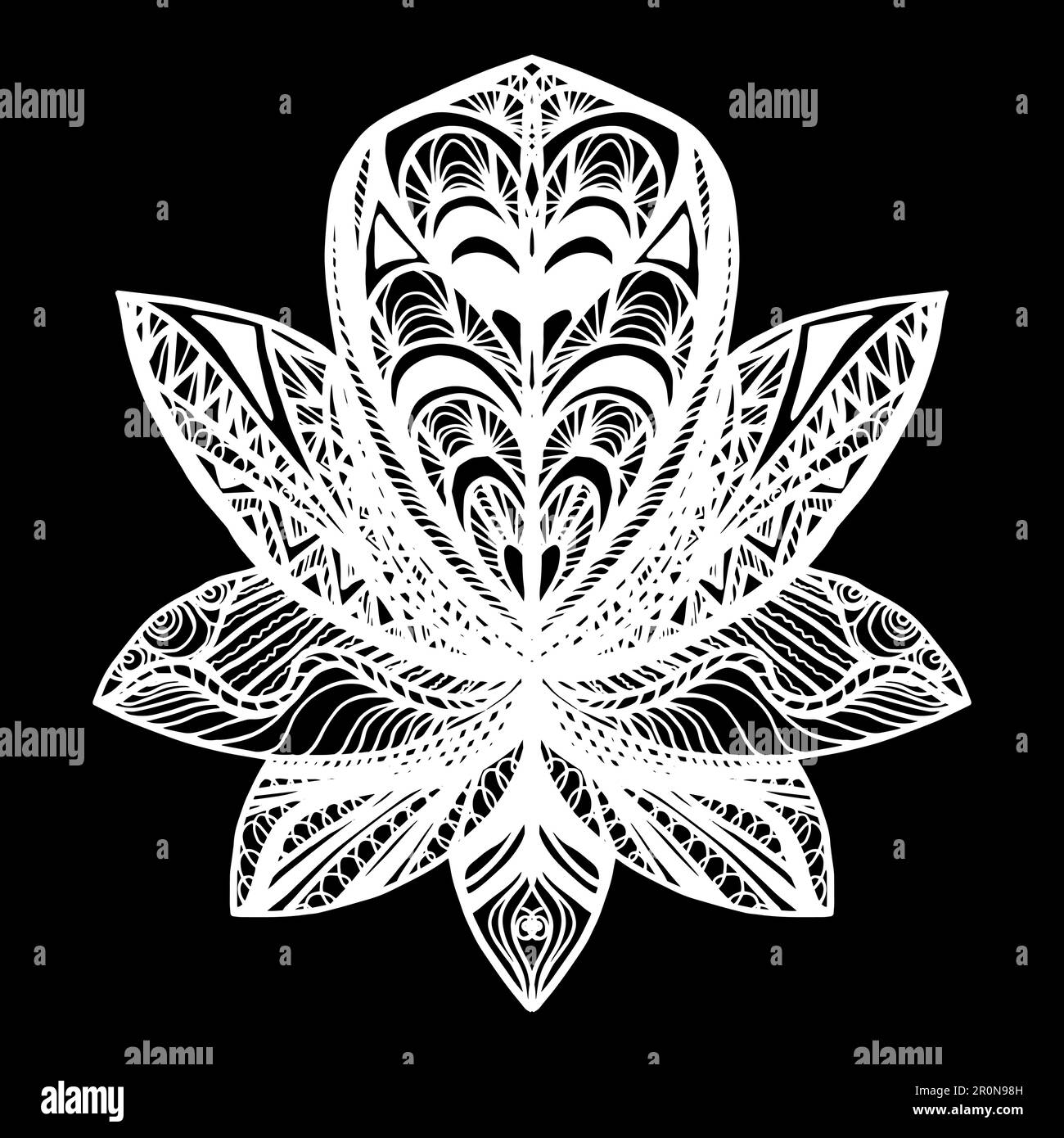 Flower Lotus. Magic symbol for print, tattoo, coloring book,fabric, t ...