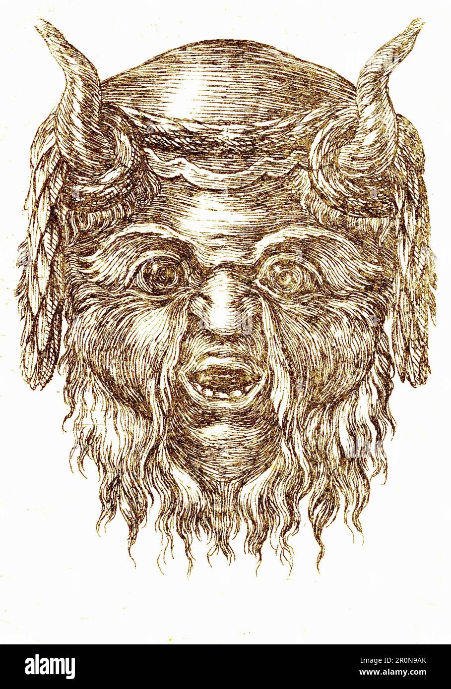 François Chauveau - Satyr Mask with a Laurel Wreath Draped Over the ...