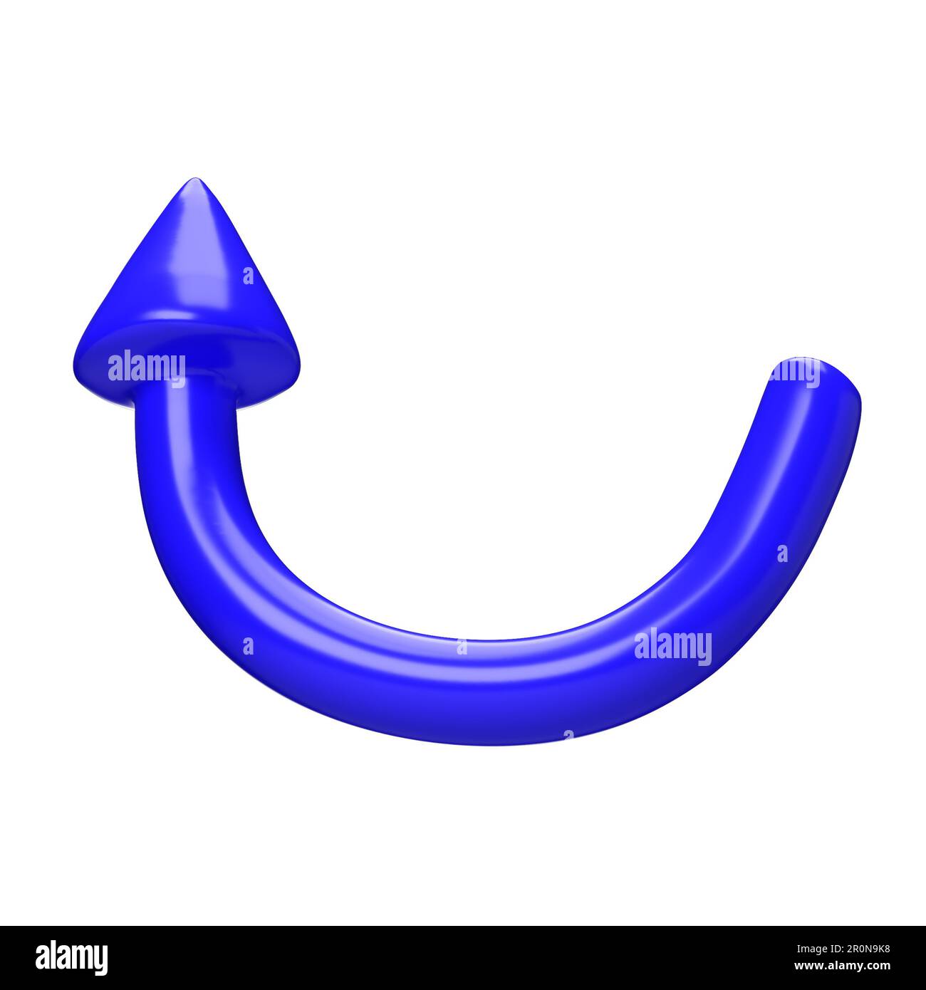 Blue arrow pointing left and above. Realistic 3d design In plastic cartoon style. Icon isolated ...