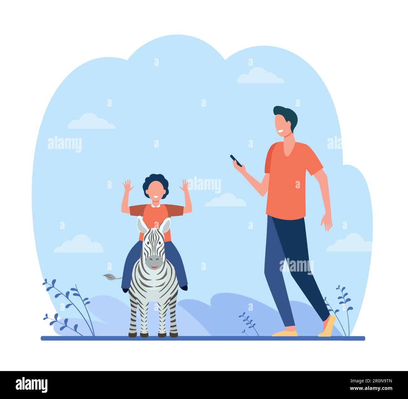 Dad and son kid enjoying outdoor activities Stock Vector Image & Art ...