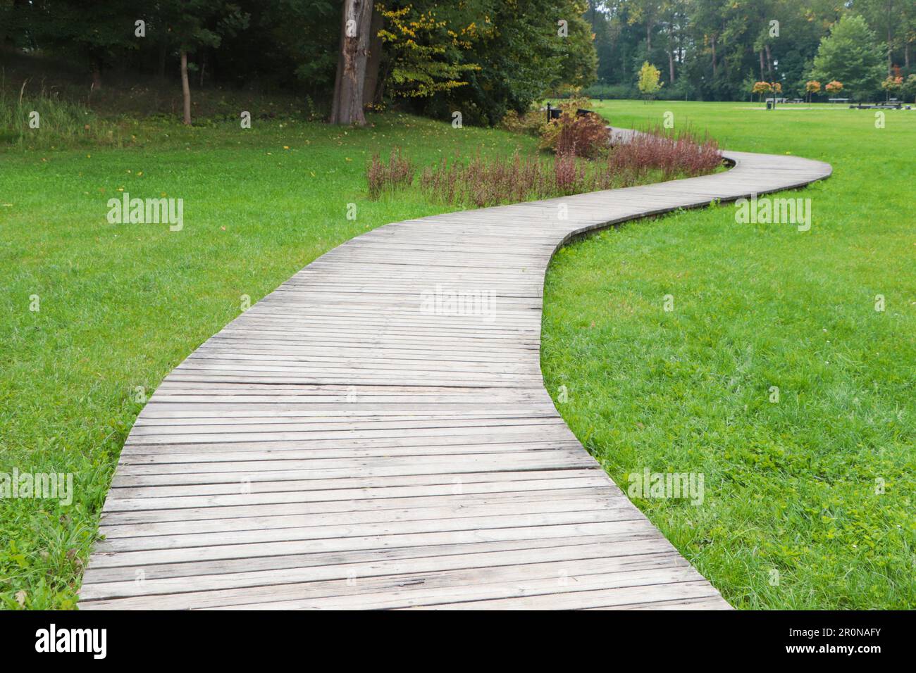 Beautiful public city park with pathway and green grass Stock Photo - Alamy