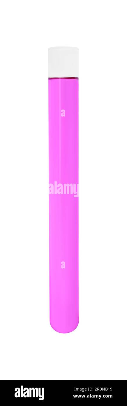 Test tube with magenta liquid isolated on white Stock Photo - Alamy