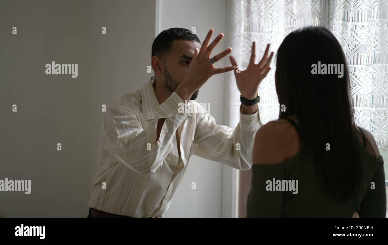 Young Couple Arguing and Fighting. Emotional abuse Scene, Stressed ...