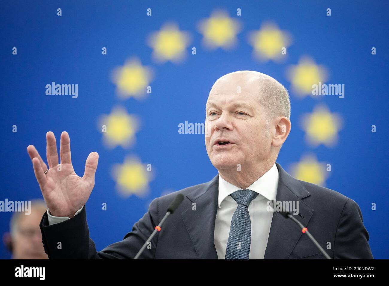 Strasbourg, France. 09 May 2023, France, Straßburg: German Chancellor ...