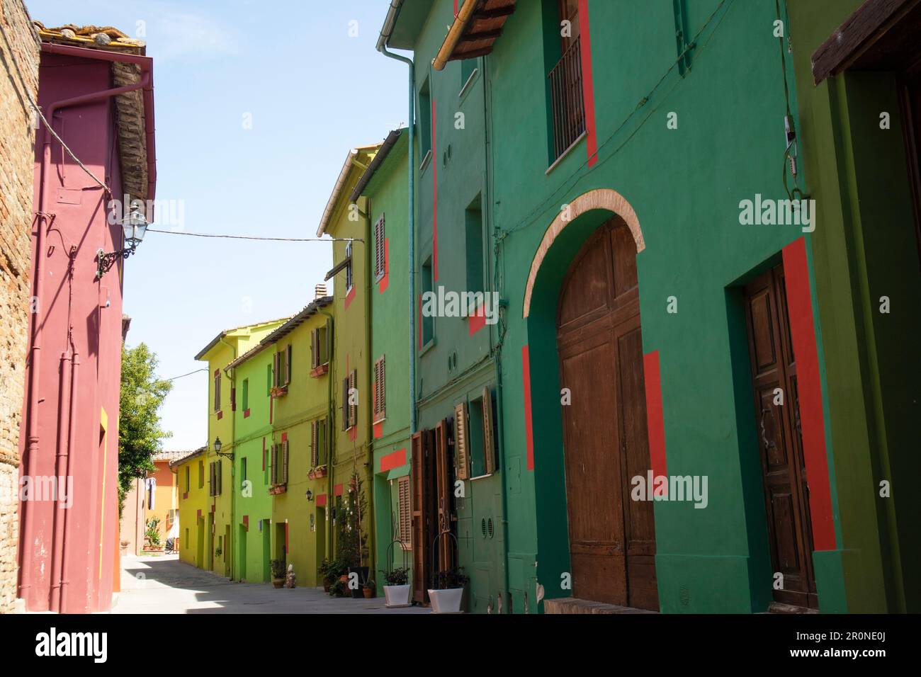 Photographic documentation of the colored houses in Ghizzano Pisa Italy ...