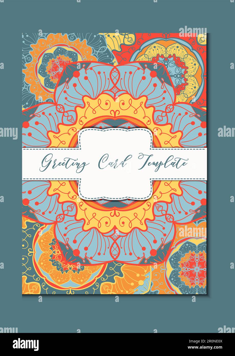 Mandala vintage template card in arabic and indian, islam and ottoman ...