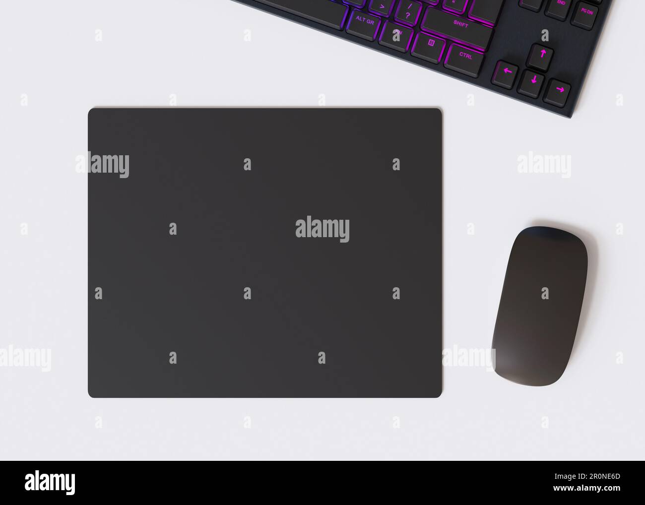 Blank and black computer mouse pad on the desk at home. Mousepad mockup ...