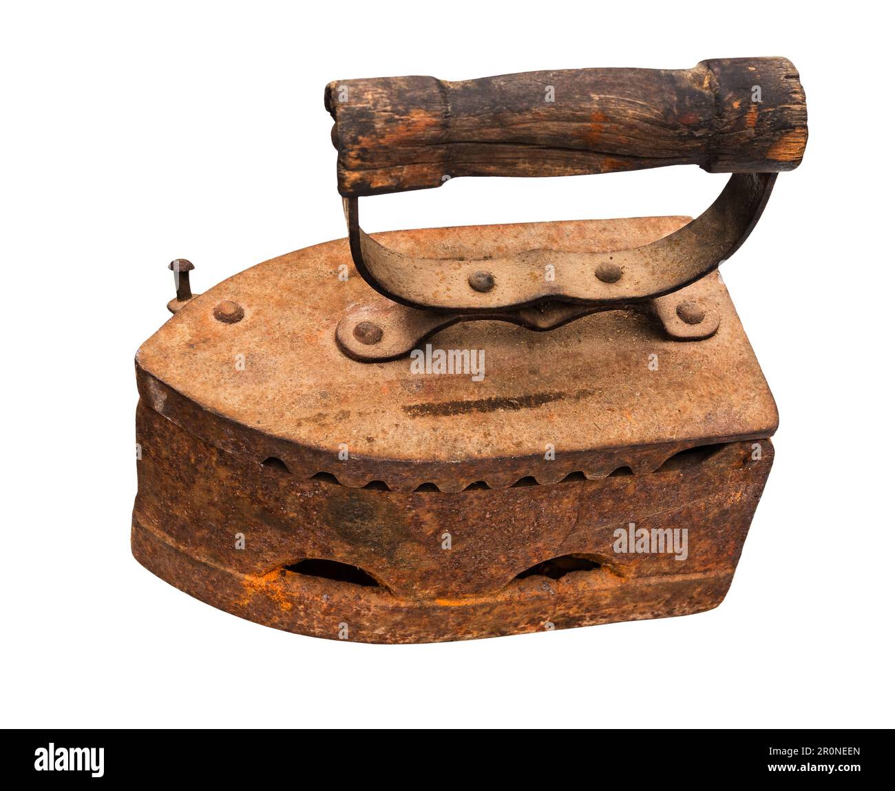 vintage rusty box iron cutout on white background Stock Photo - Alamy