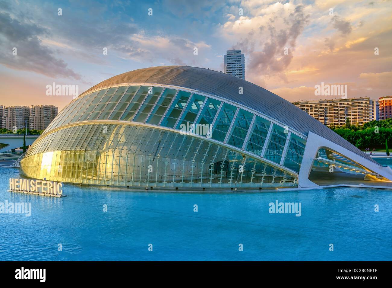 Valencia, Spain - July 17, 2022: Sunlight reflection in L'Hemisferic ...