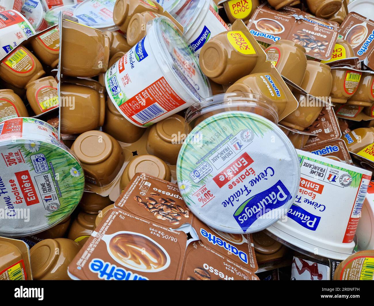 Expired foods in a garbage dumpster, Lyon, France Stock Photo - Alamy