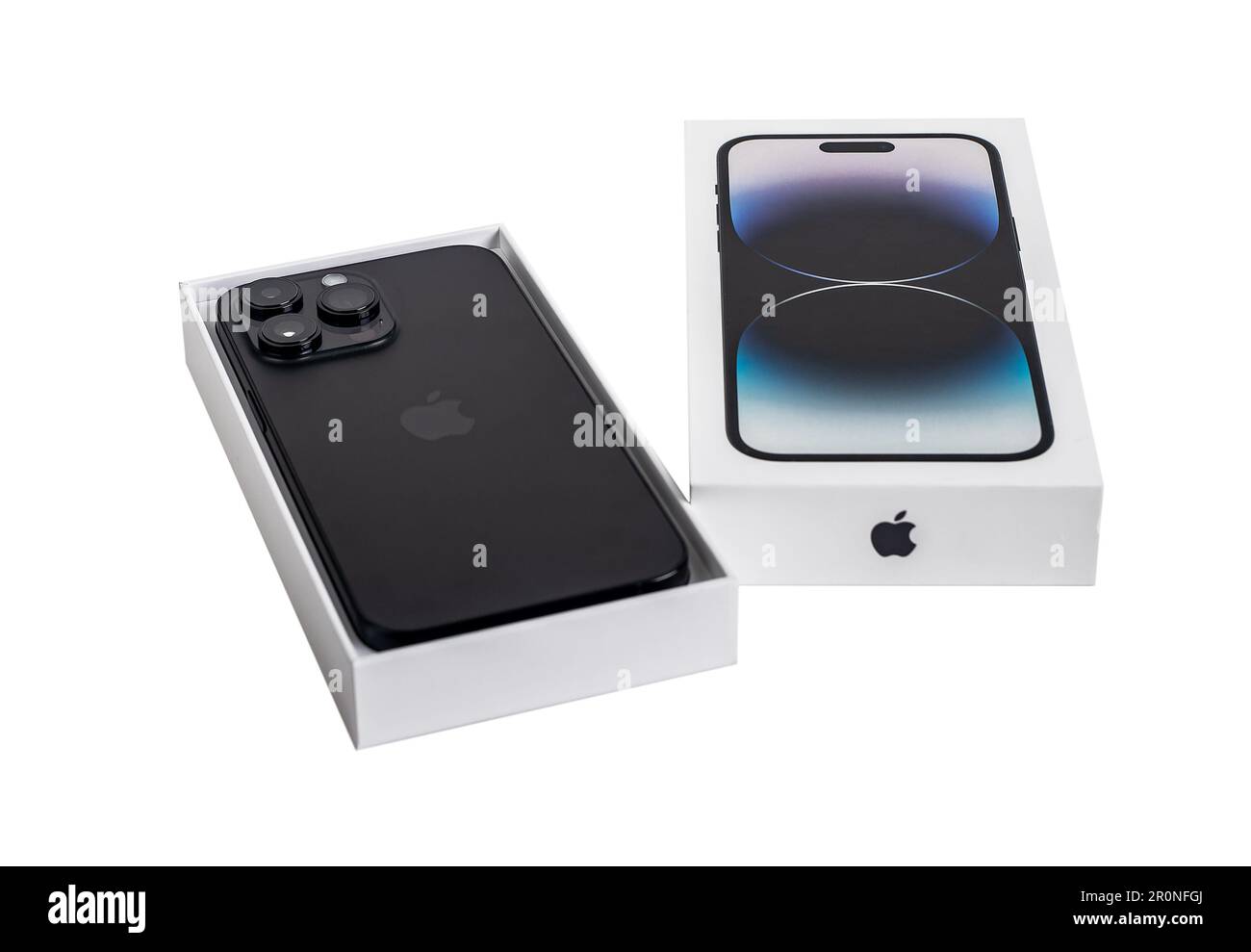 Lodz, Poland May 07 2023 iphone 14 pro max back side inside box ...