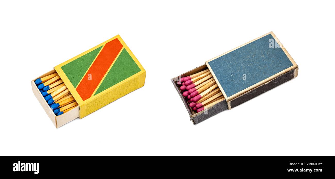 old matchbox on white background Stock Photo - Alamy
