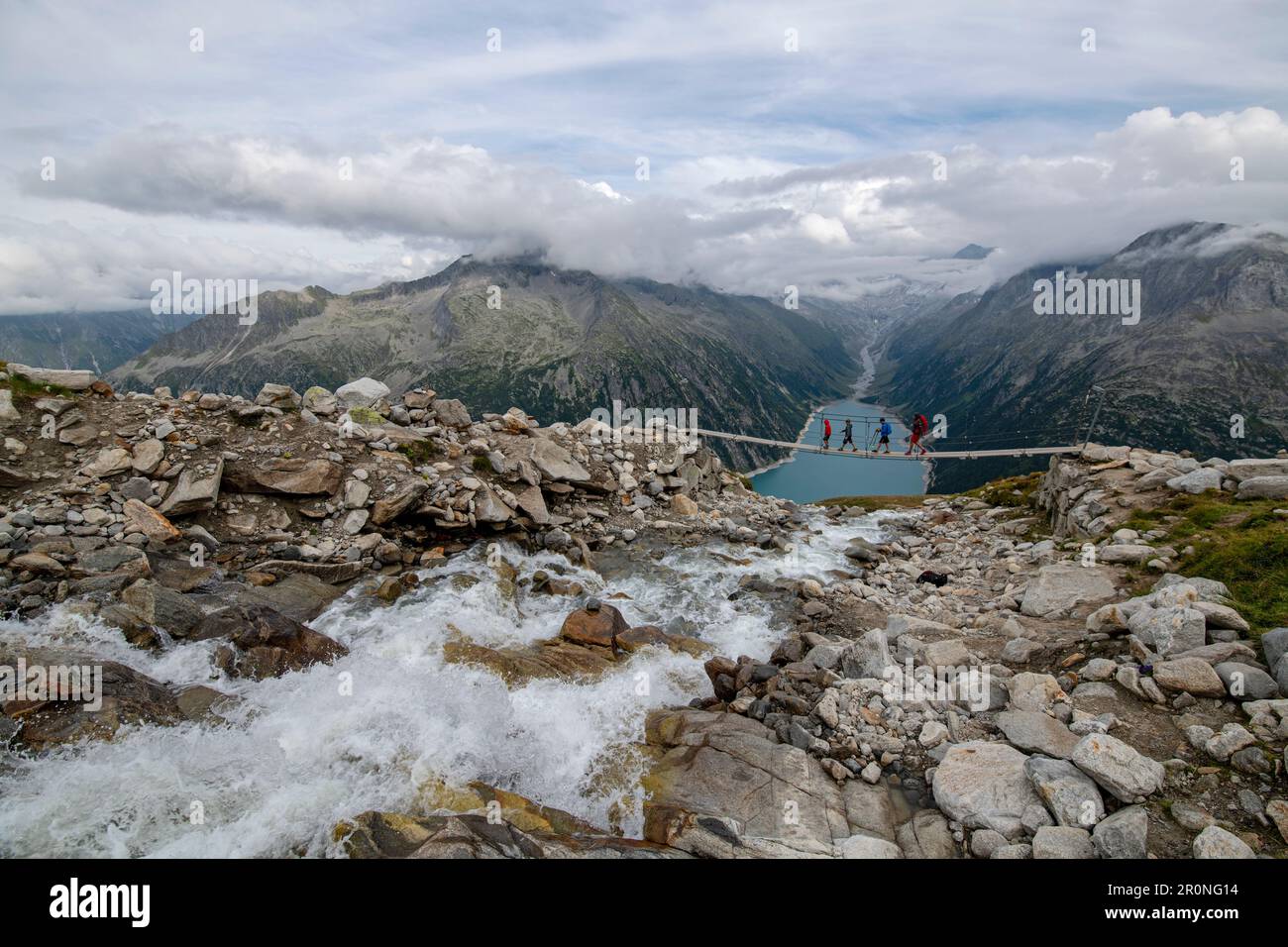 Family hike to the Olperer hut in the rear Zillertal, Tyrol, Austria ...