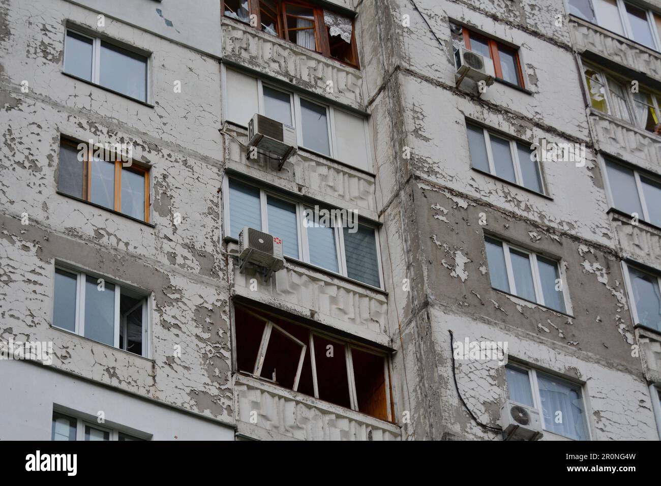 A view of a damaged building after night attack by Russian Iranian made ...