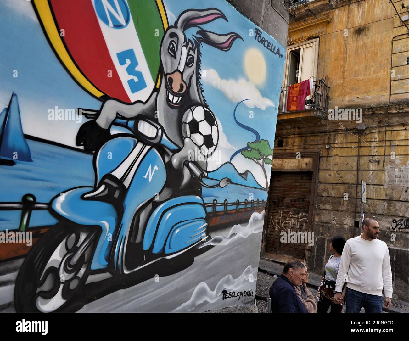 Naples Champions of Italy.NAPLES, ITALY - MAY 06: The mural depicting ...