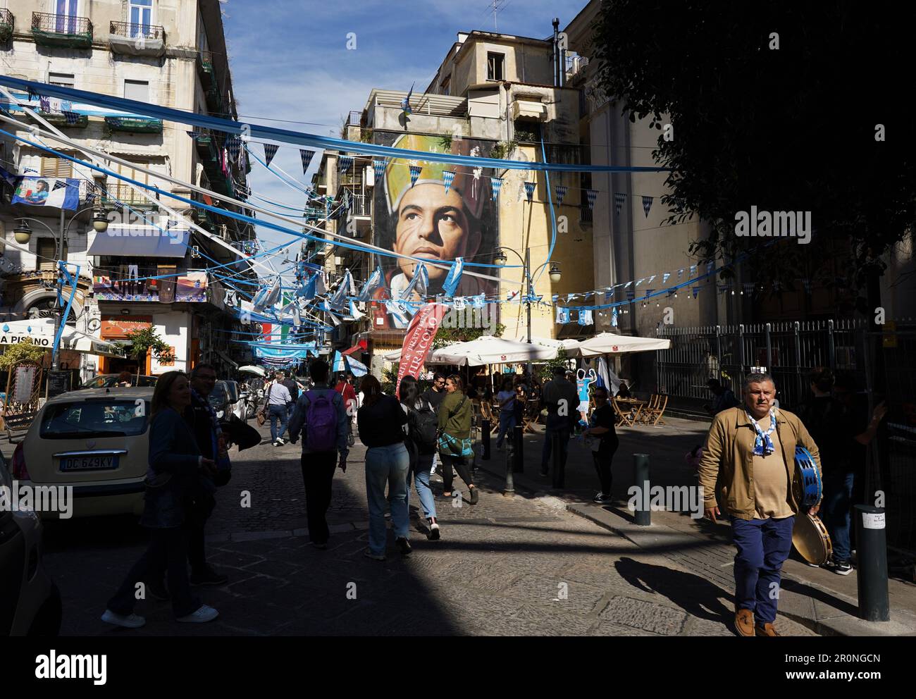 Naples Champions of Italy.NAPLES, ITALY - MAY 06: The mural depicting ...