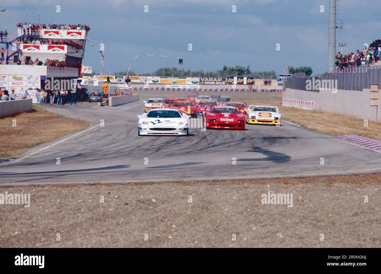 Jaguar XJ220 and Ferrari F40 racing cars at the Italian GT Binetto ...
